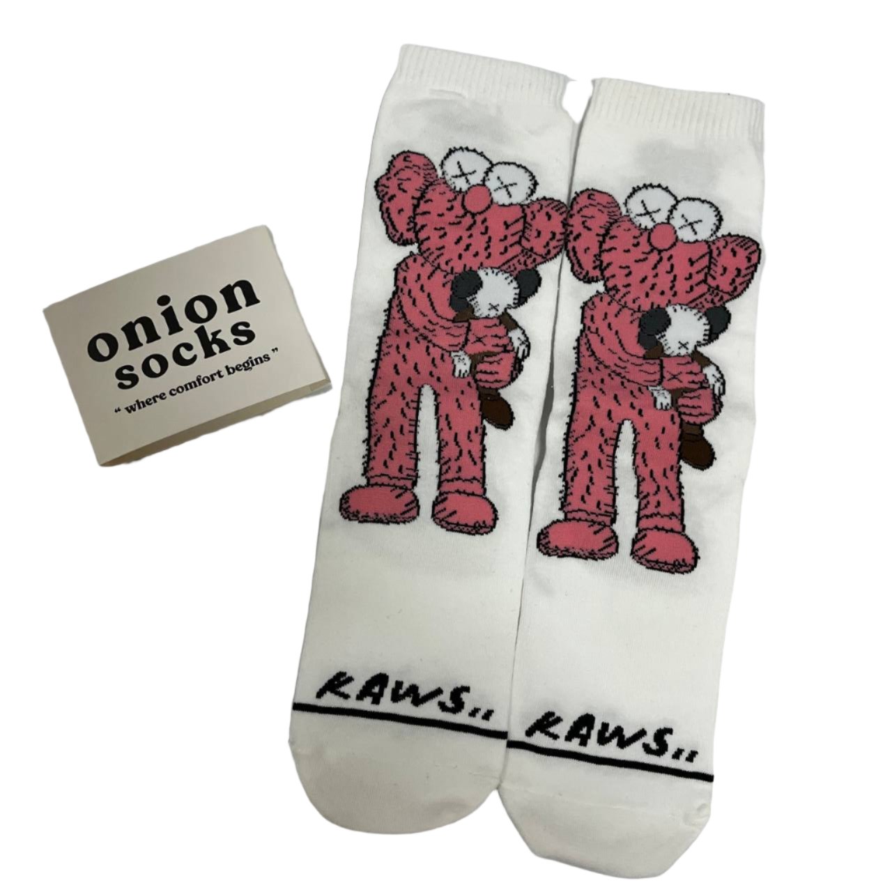 [M] Pink Kaws Cartoon Socks – onion