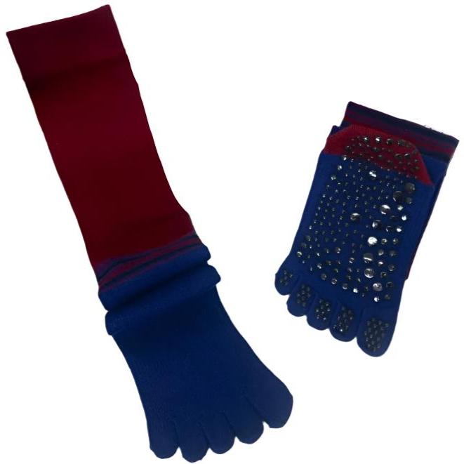 Dark Red & Blue Long Grip Toe Adult Socks – onion
